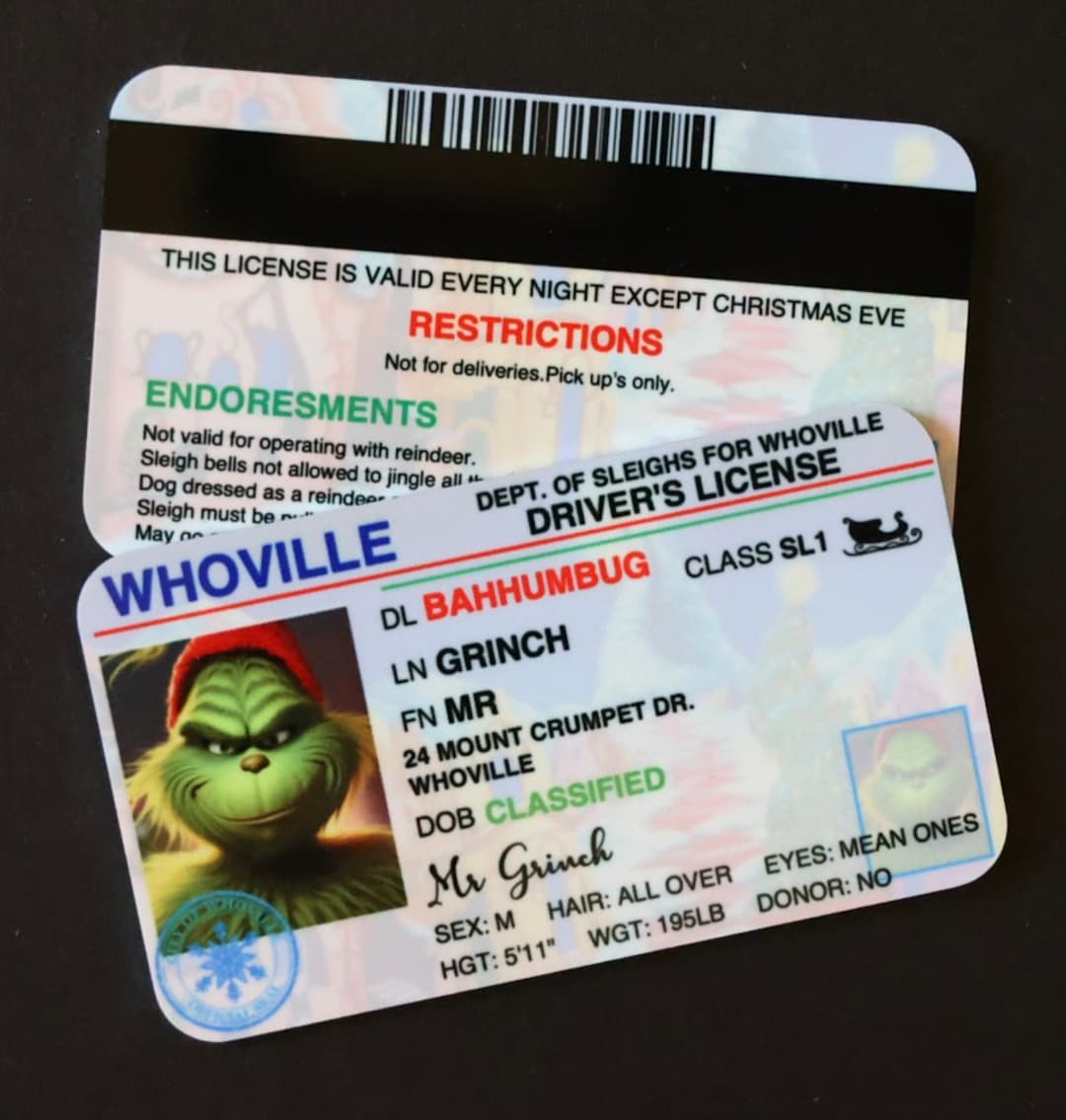 The Grinch's Drivers License - Etsy