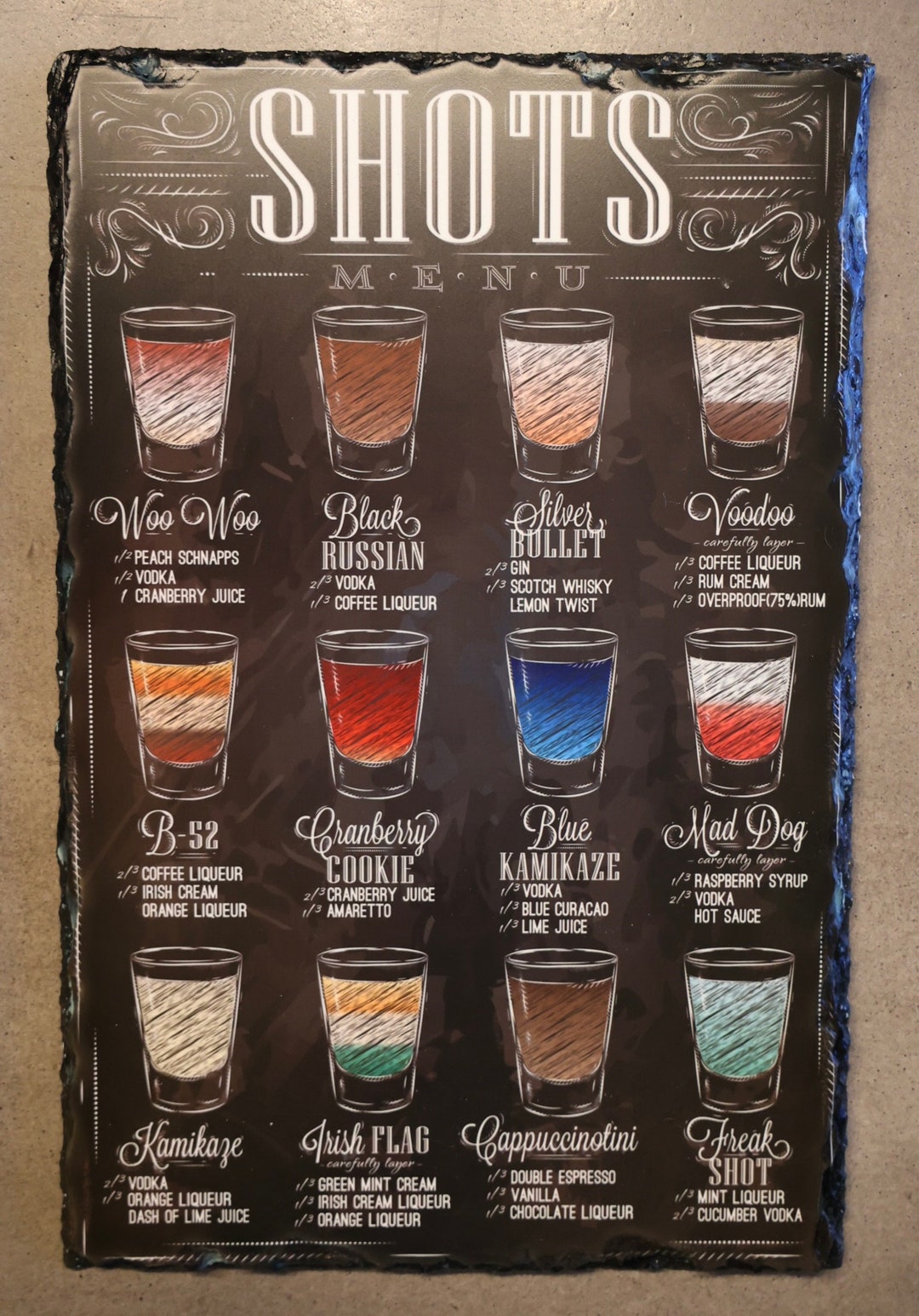 Slate Rock Shot Menu - Etsy UK