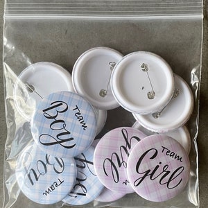 Team Boy Team Girl Gender Reveal Button Pin Backs 1 Set 12 - Etsy