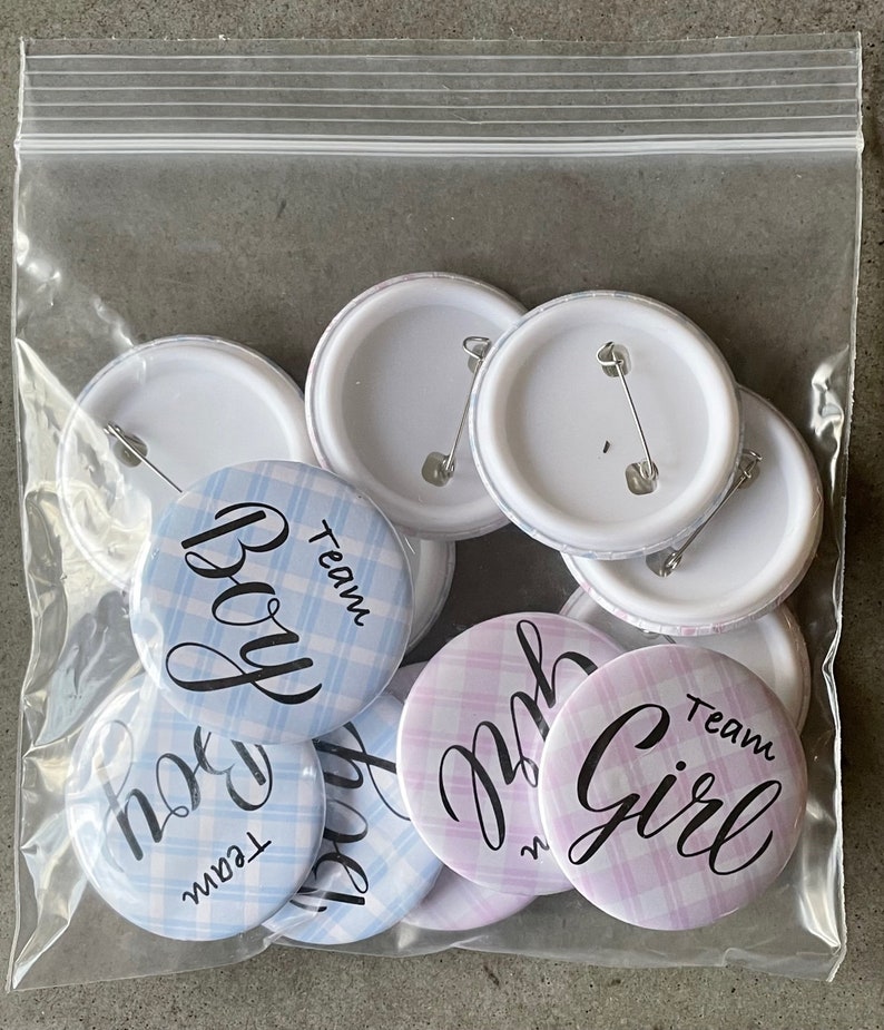Team Boy Team Girl Gender Reveal Button Pin Backs 1 Set 12 - Etsy