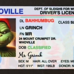 The Grinch's Drivers License - Etsy