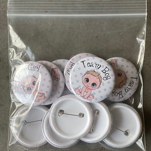 Team Boy Team Girl Gender Reveal Button Pin Backs 1 Set (12) - Etsy