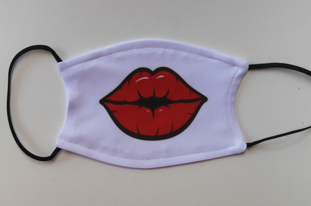 Big Hot Red Lips Face Mask - Etsy