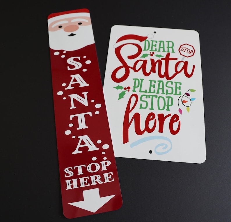 Aluminum Santa Please Stop Here Signs - Etsy