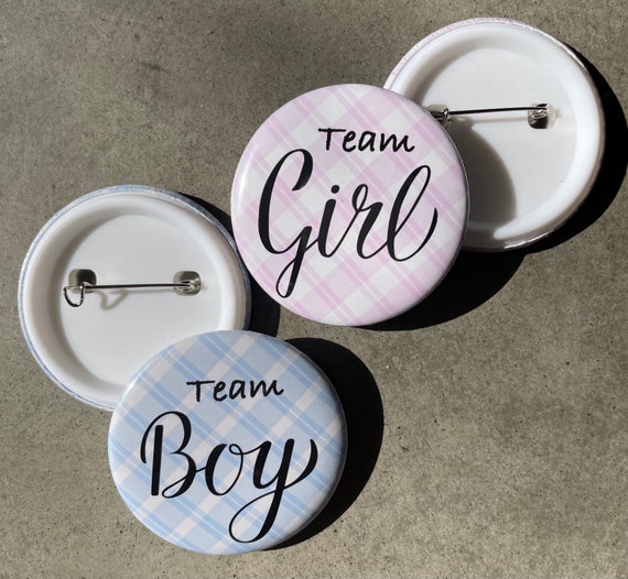 Team Boy Team Girl Gender Reveal Button Pin Backs 1 Set 12 - Etsy