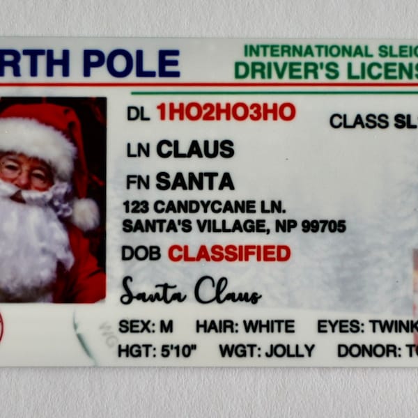 Santa Claus Drivers License - Etsy