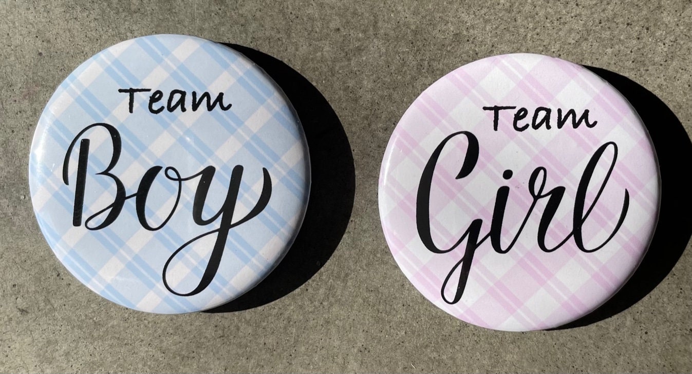 Team Boy Team Girl Gender Reveal Button Pin Backs 1 Set 12 - Etsy Canada