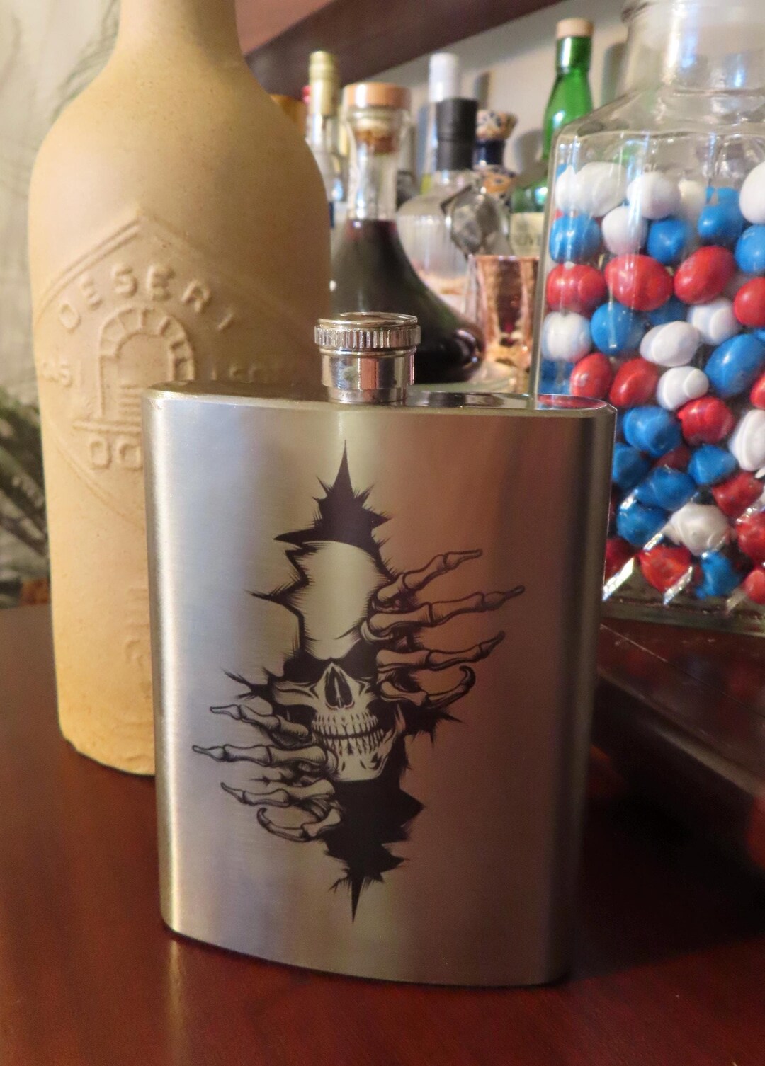 8oz Stainless Steel Escaping Skeleton Flask - Etsy