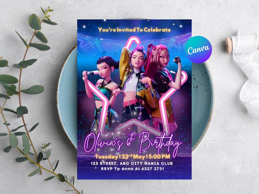 Kpop Girl Band Birthday Invitation | Editable Digital Invite | Kpop ...