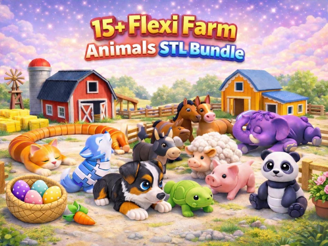 Flexi Farm Animals STL Bundle | Articulated Farm Animal 3D Prints ...