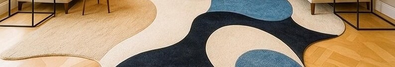 Buy Modern Abstract Blue Wave Rug – Luxury Wool Carpet for Living Room ...