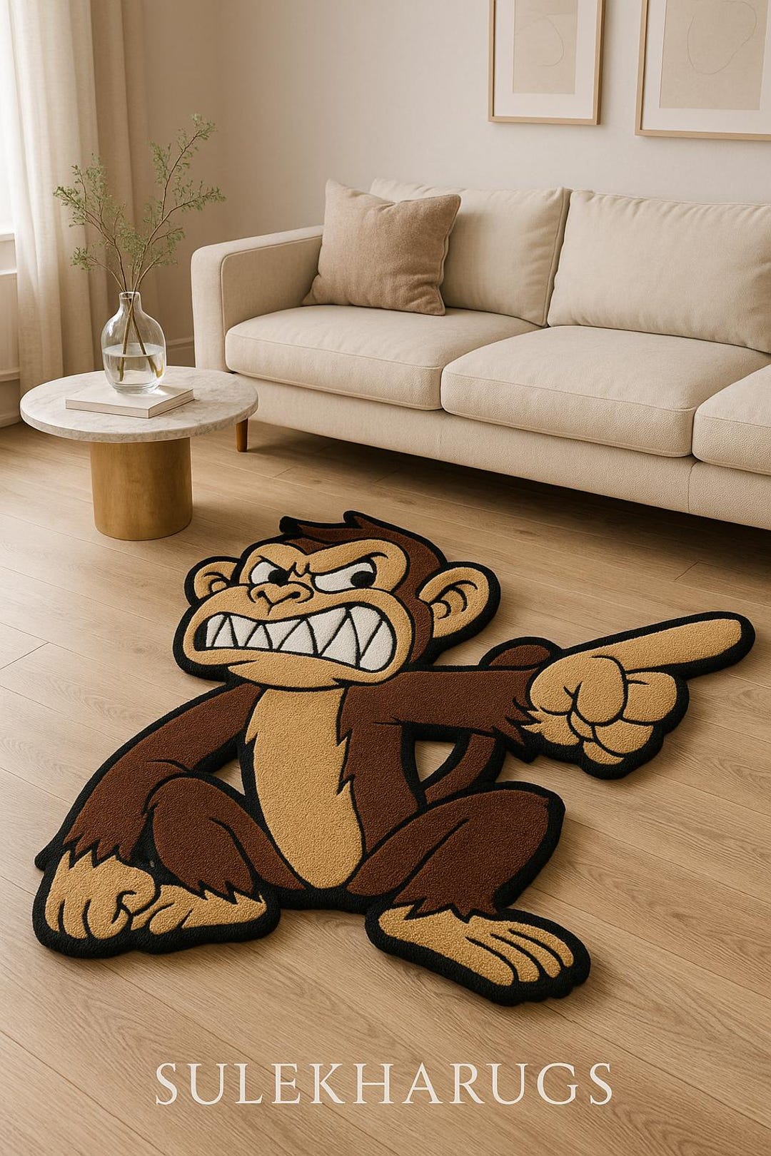 Buy Hand-tufted Wool Monkey Rug: Playful Cartoon Art for Kids' Room ...