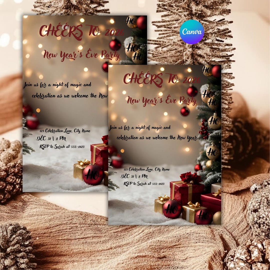 Editable New Year's Eve Party Invitation | Modern Digital NYE Invite ...