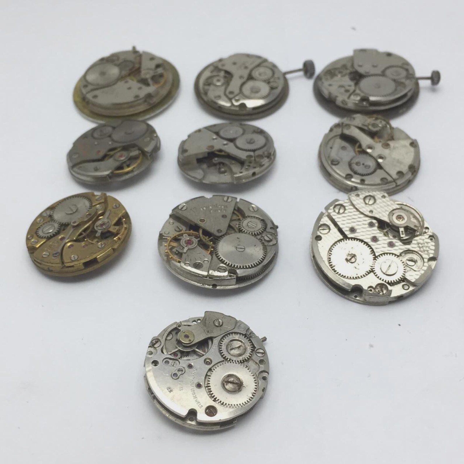 Lot of 10 Manual Winding Watch Movements Vintage Watch Parts for Repair ...