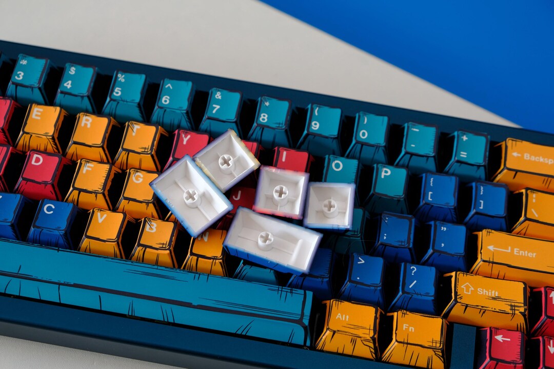 Comic Style Keycaps Set | PBT Cherry Profile Keycaps for Mechanical ...