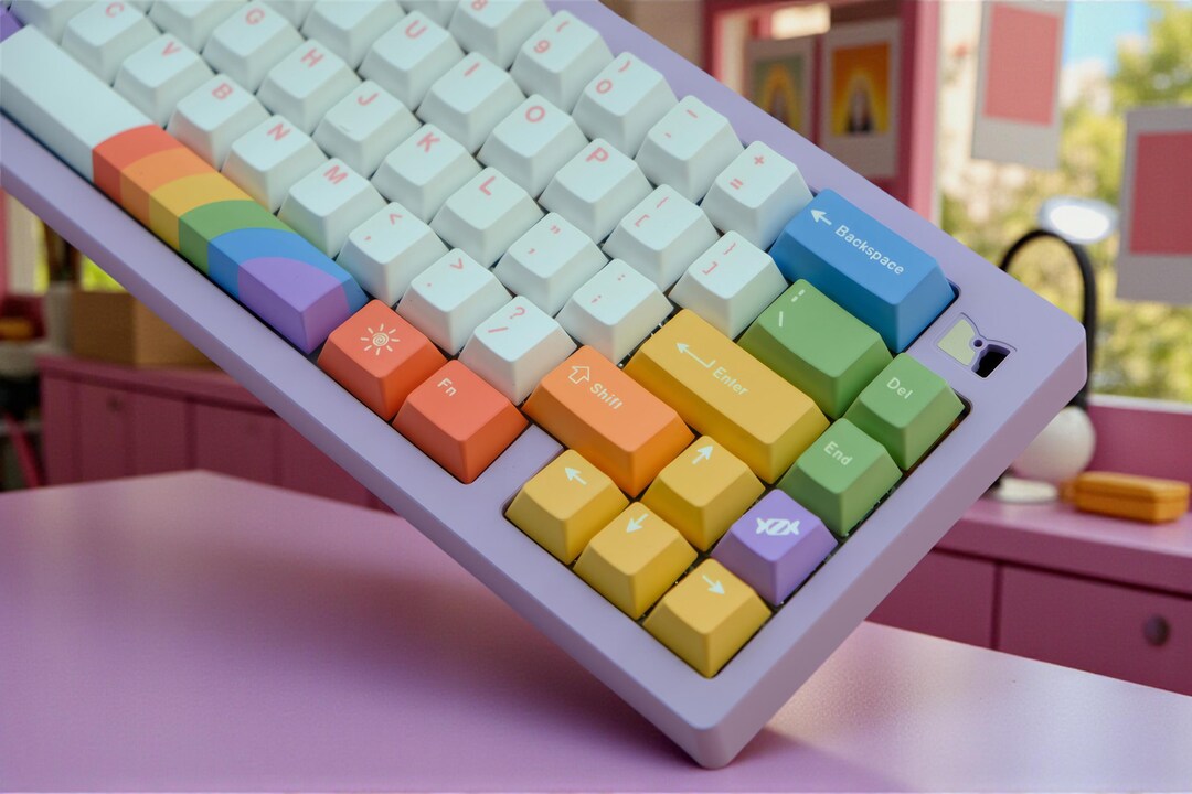 GMK Rainbow Keycaps Set | PBT Cherry Profile Keycaps for Mechanical ...