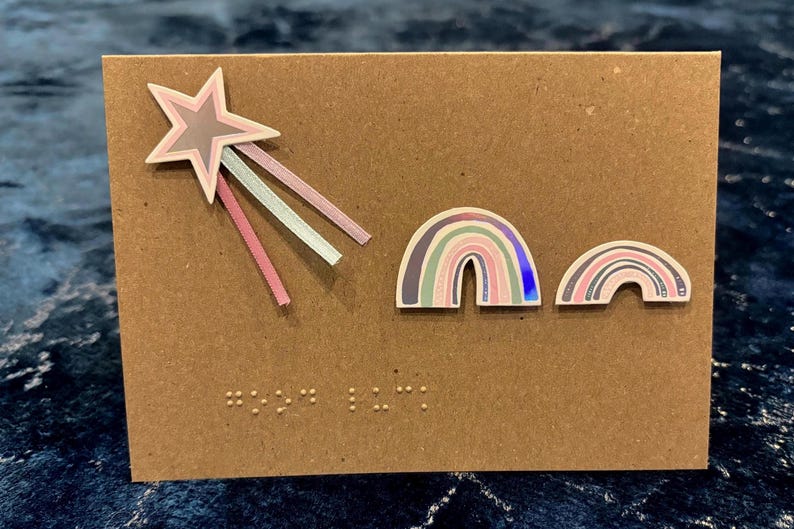 3D Rainbow Good Luck Card With Braille - Etsy