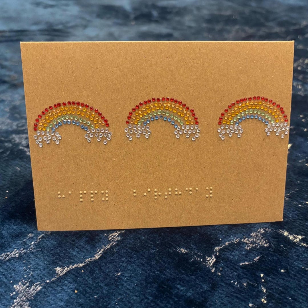 A6 Landscape 3D Tactile Rainbow Birthday Card. Happy Birthday in ...