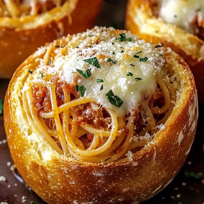 Spaghetti Garlic Bread Bowls Recipe: Italian Comfort Food (digital PDF ...