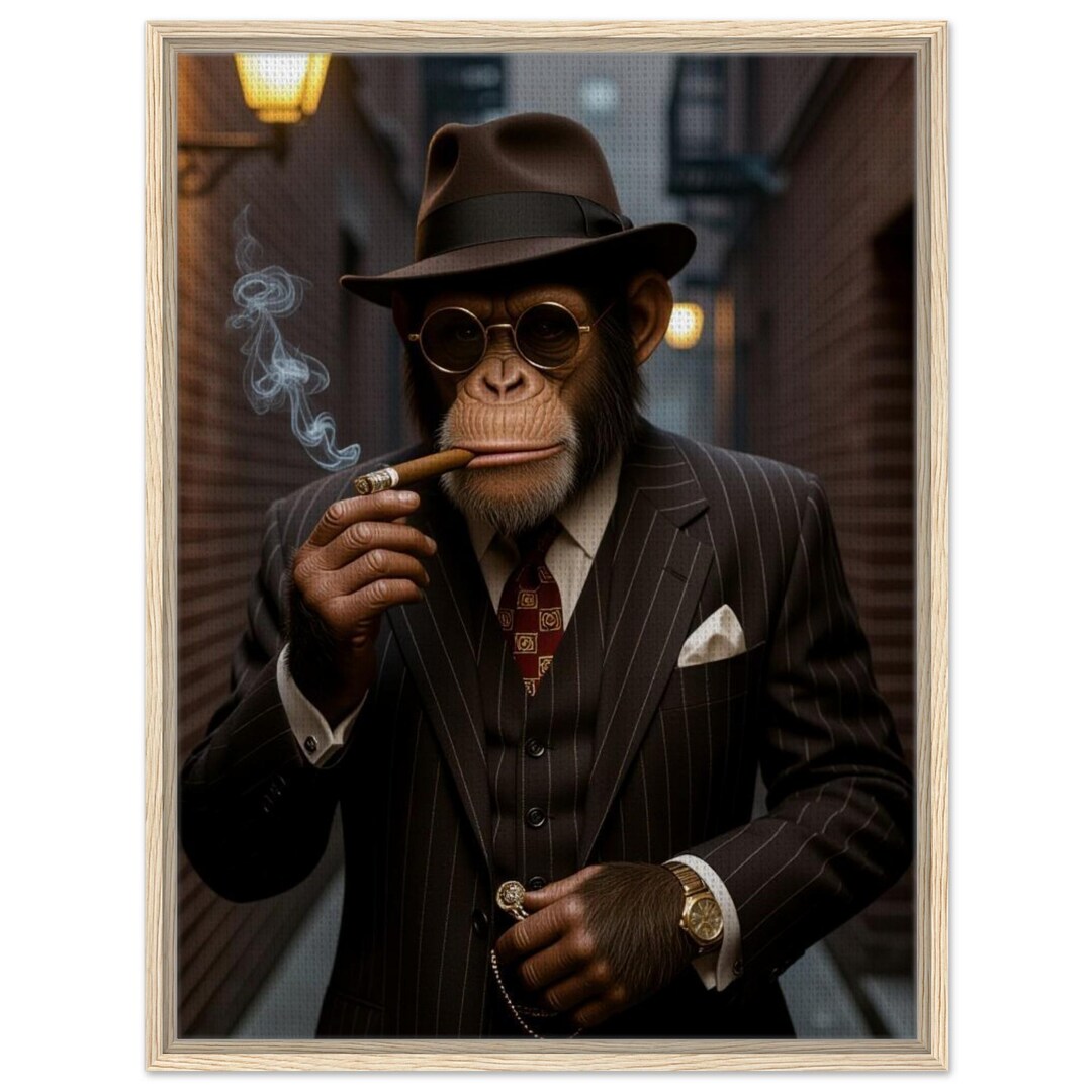 1950s Gangster Chimp Canvas Wall Art - Etsy