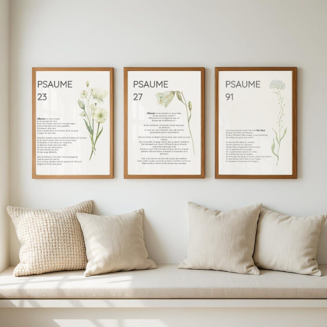 Set of 3 Biblical Psalms Posters - Psalm 27 - Psalm 91 - Psalm 23 ...