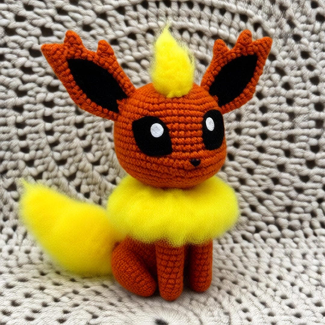 Chibi Flareon Pokemon Crochet Pattern - Children Toy | DIY - Etsy