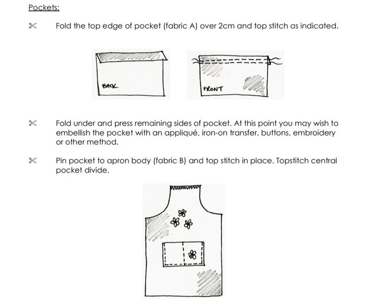 Japanese Style Pocket Apron Sewing Pattern PDF, Easy Beginner DIY Guide ...