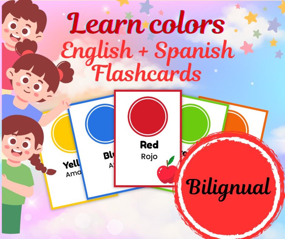 Bilingual Color Flashcards in English & Spanish for Kids | Printable ...