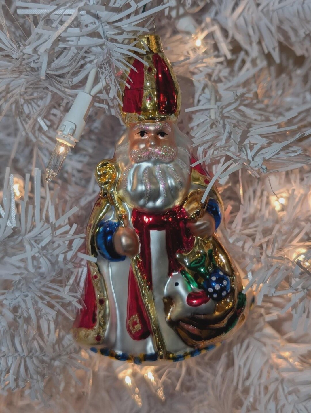 Brass Key Father Christmas / Saint Nicholas Ornament – Hand-blown Glass ...