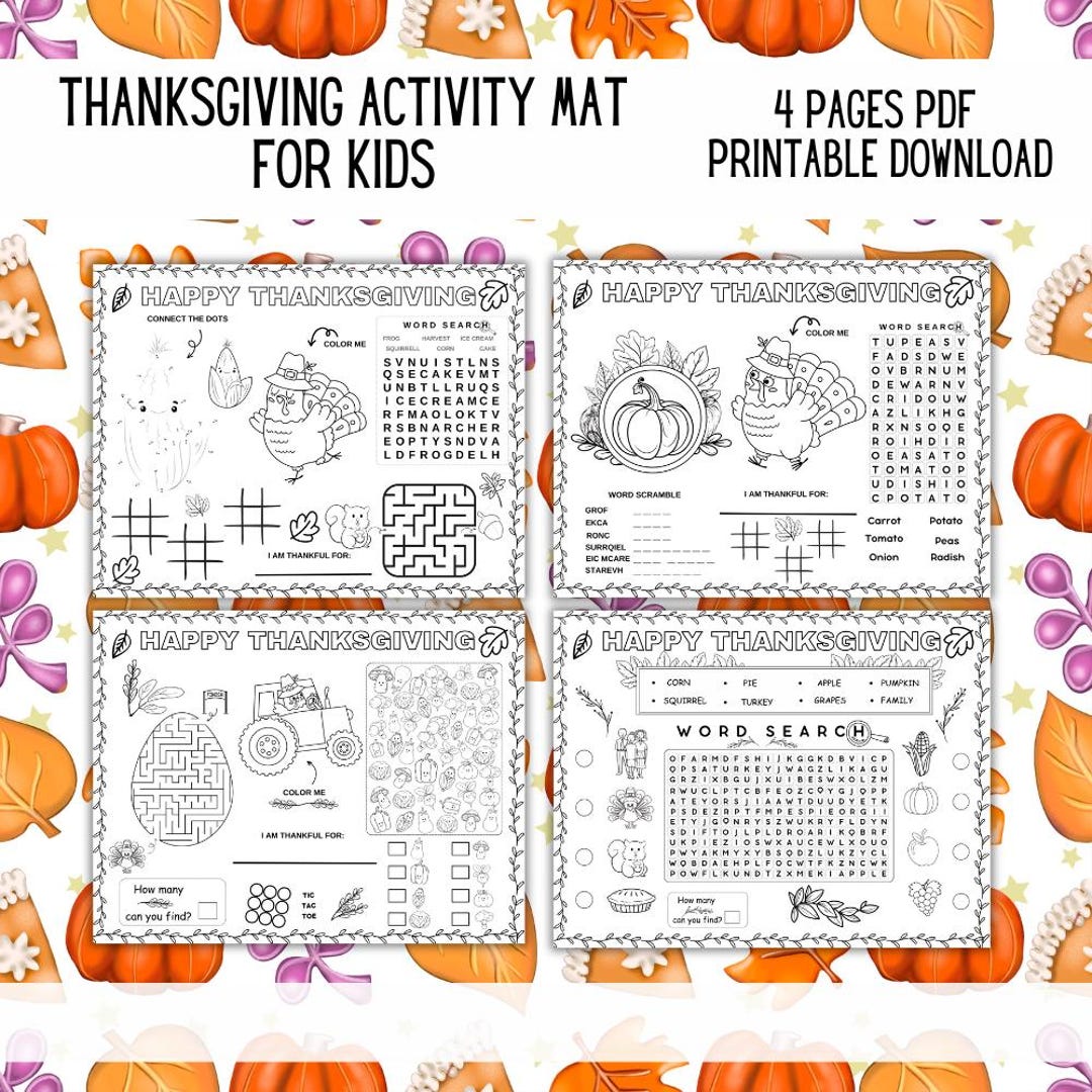 Thanksgiving Activity Mat (digital File) - Etsy