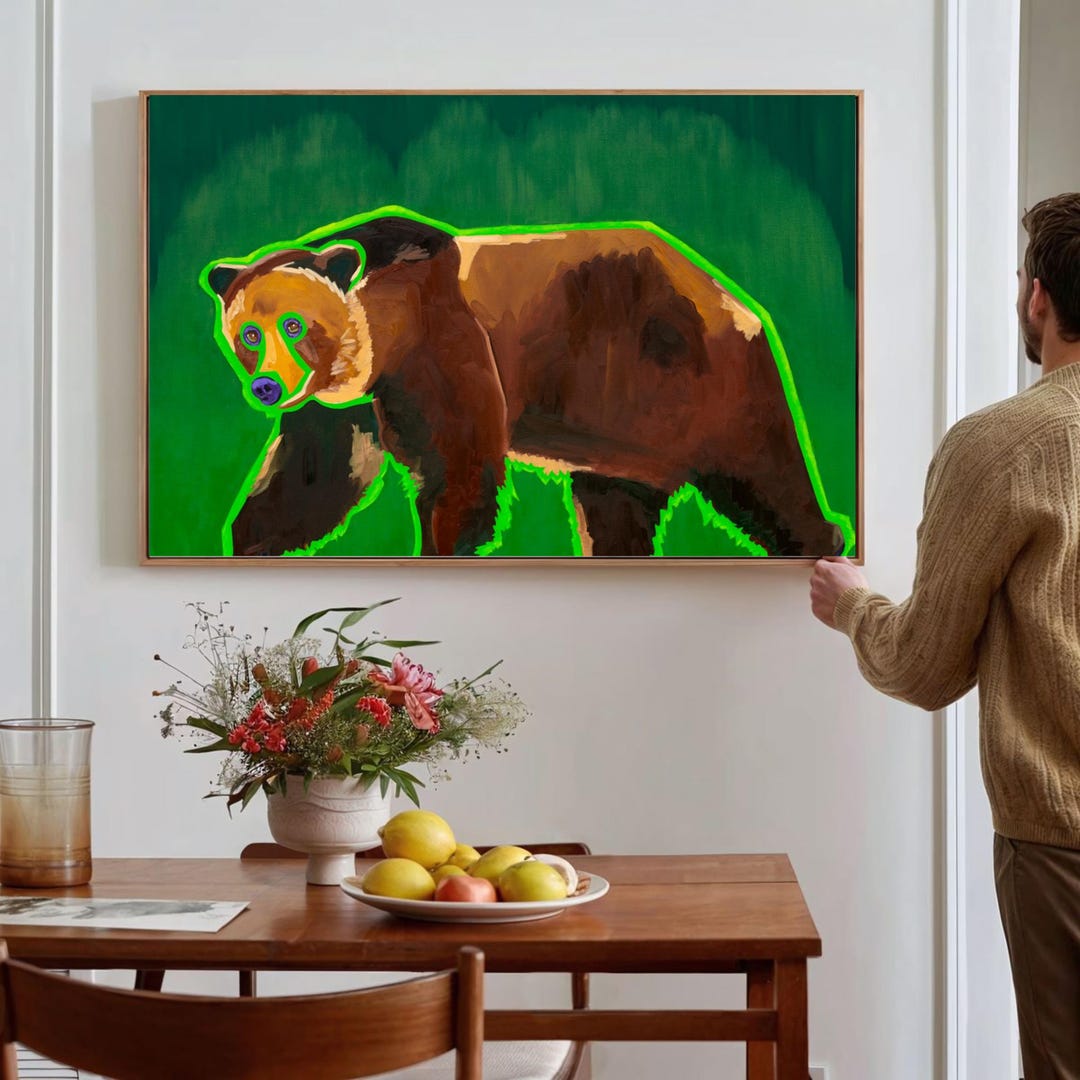 Modern Bear Wall Art Poster Giclée Print | Vibrant Wildlife Decor Gift ...
