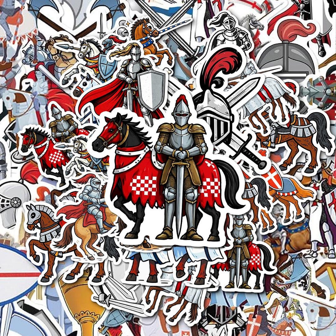Medieval Knights Vinyl Stickers, Whimsical Armor Journaling Laptop ...