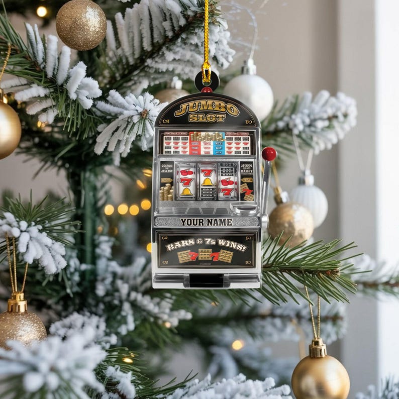 Custom Slot Machine 2D Flat Acrylic Ornament, Casino Christmas Tree ...