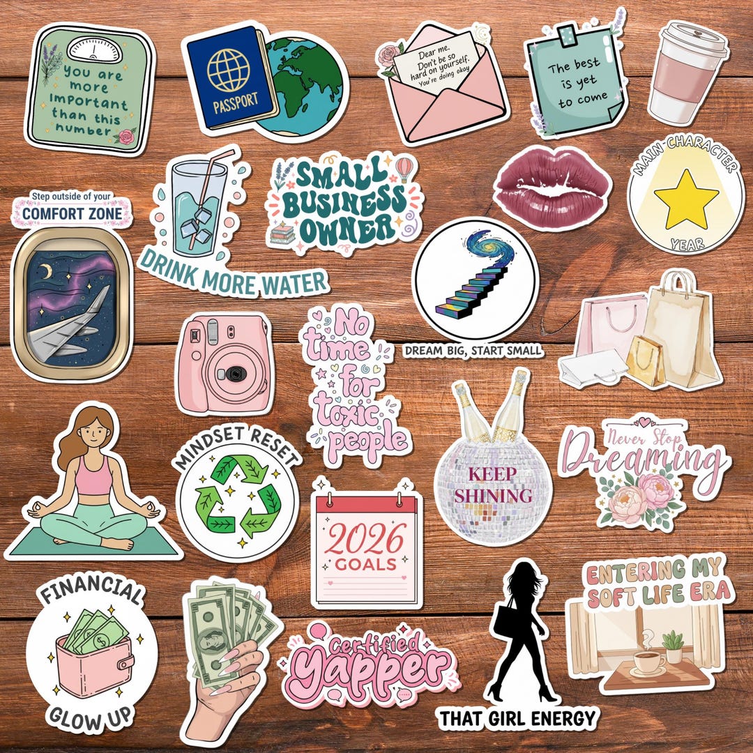 Vision Board Stickers 2026 Goals, Waterproof Vinyl (24pcs - Etsy