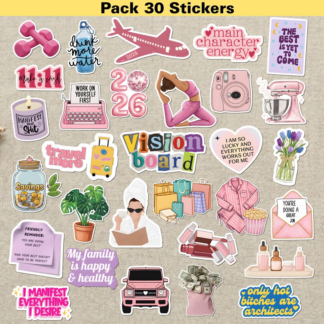 Vision Board 2026 Stickers, Manifesting Planner Decals, Laptop Stickers ...