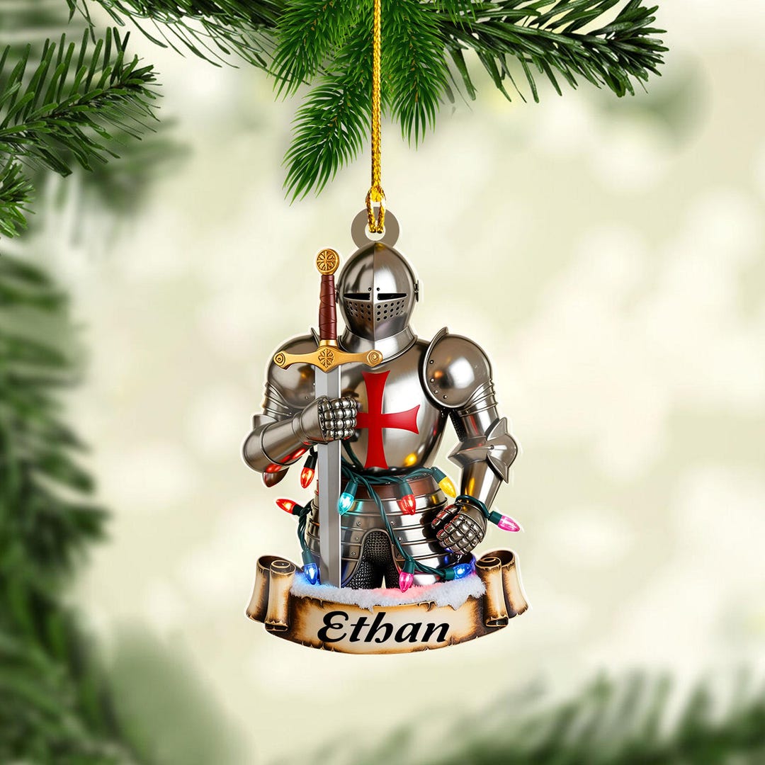 Custom Name Medieval Knight Armor FLAT Ornament, Christmas Tree Hanging ...