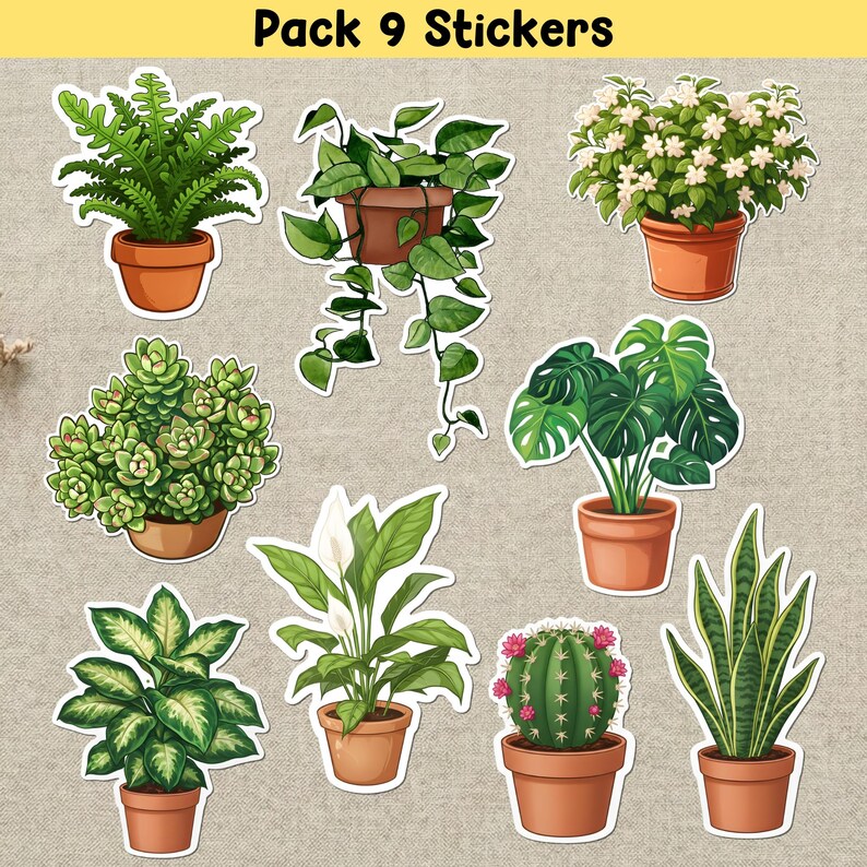 Houseplant Stickers, Waterproof Vinyl Decals, Plant Lover Gift - Etsy