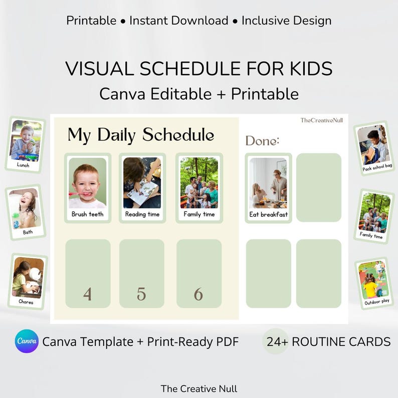 Visual Schedule for Kids | Daily Routine Chart + Cards | Autism ADHD ...