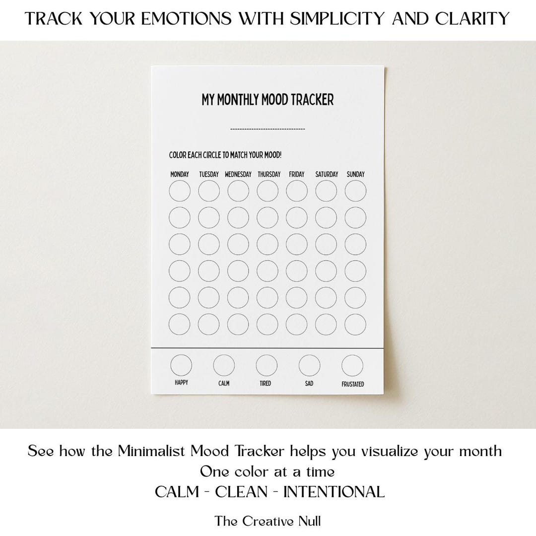 Minimalist Mood Tracker Printable | Daily & Weekly Journal | Mental ...