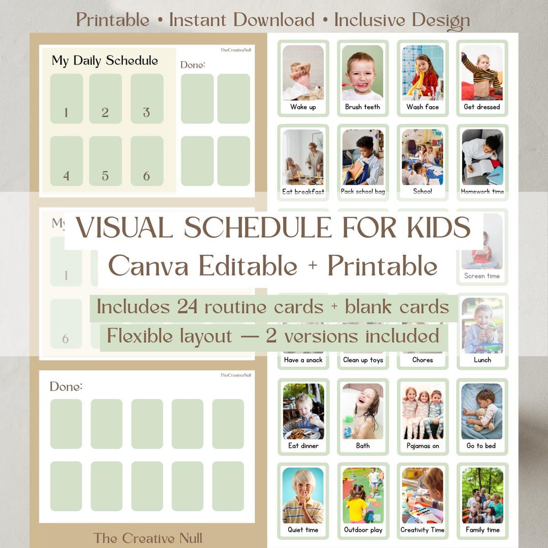 Visual Schedule for Kids | Daily Routine Chart + 24 Cards | Autism ADHD ...