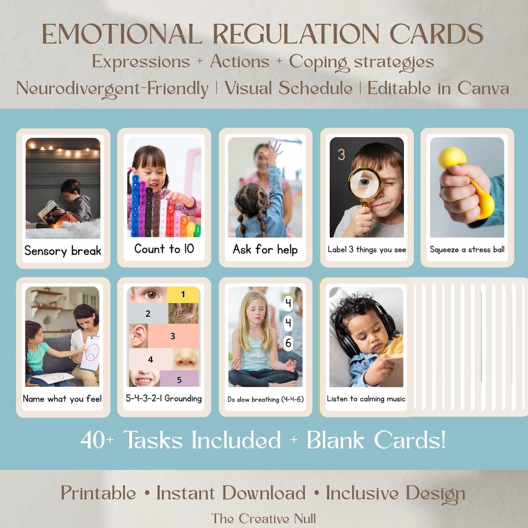 Emotional Regulation Cards for Kids|feelings & Coping Strategy Cards ...