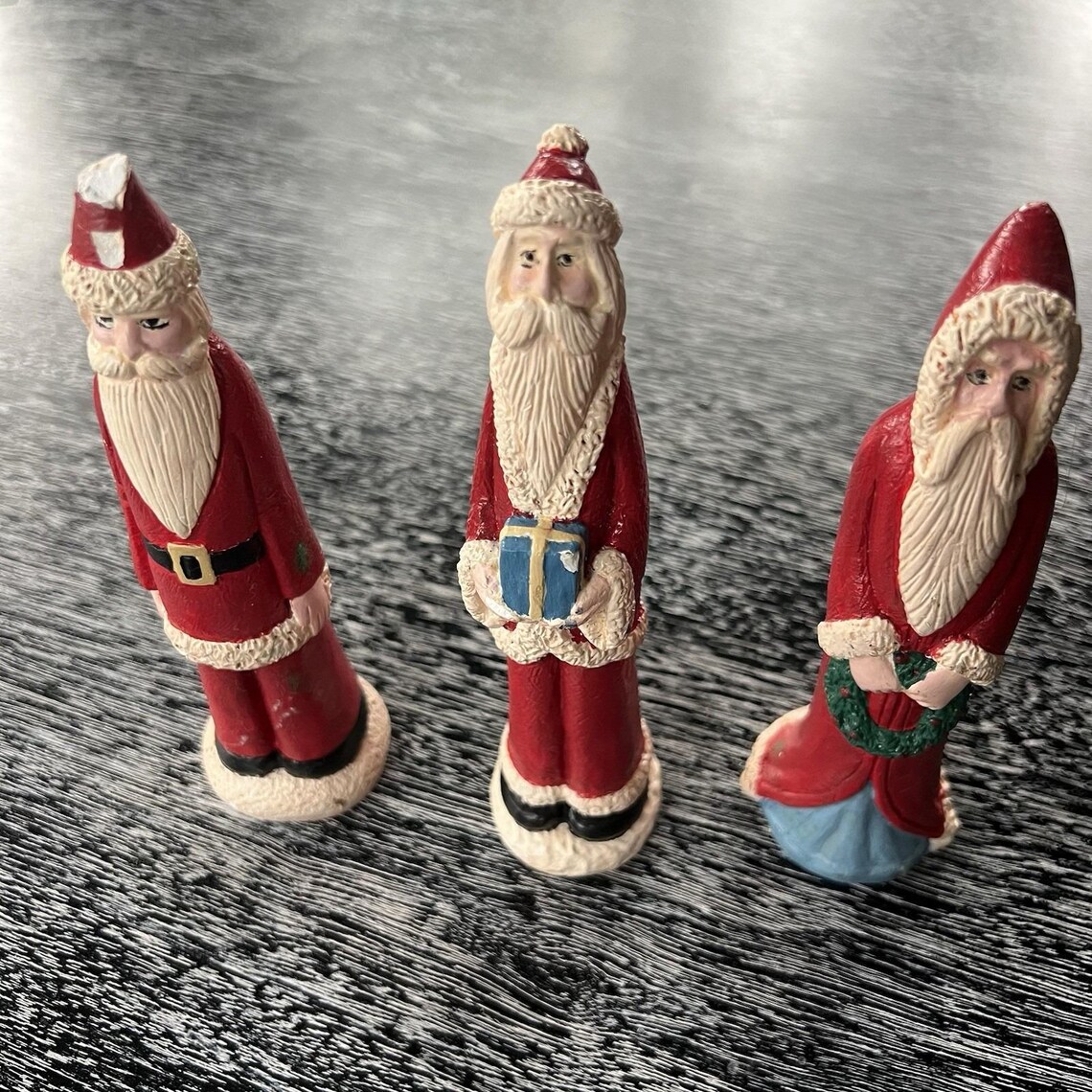 LOT OF 3 Folk Art Old World Santa St. Nick Figures Navity Vintage - Etsy