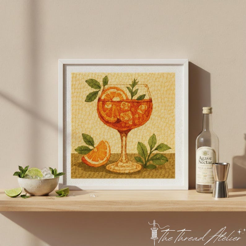 Aperol Spritz Punch Needle Kit – Modern Embroidery Cocktail Wall Art ...