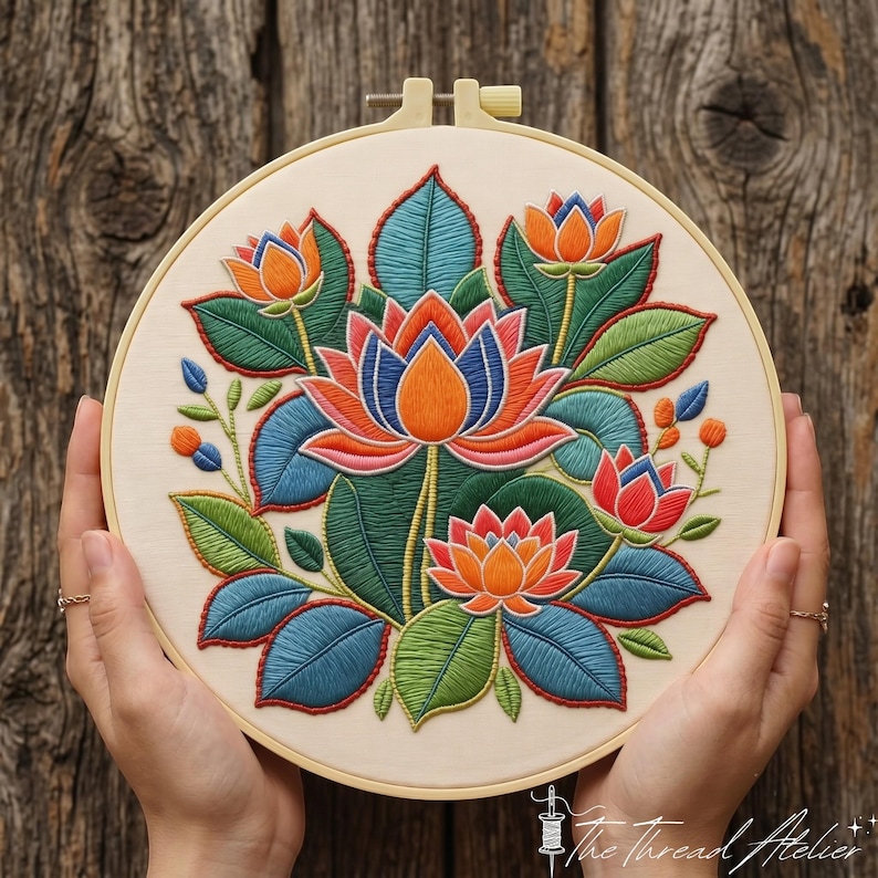 Lotus Embroidery Kit, Floral Hoop Art, Bohemian Spiritual Needlework ...