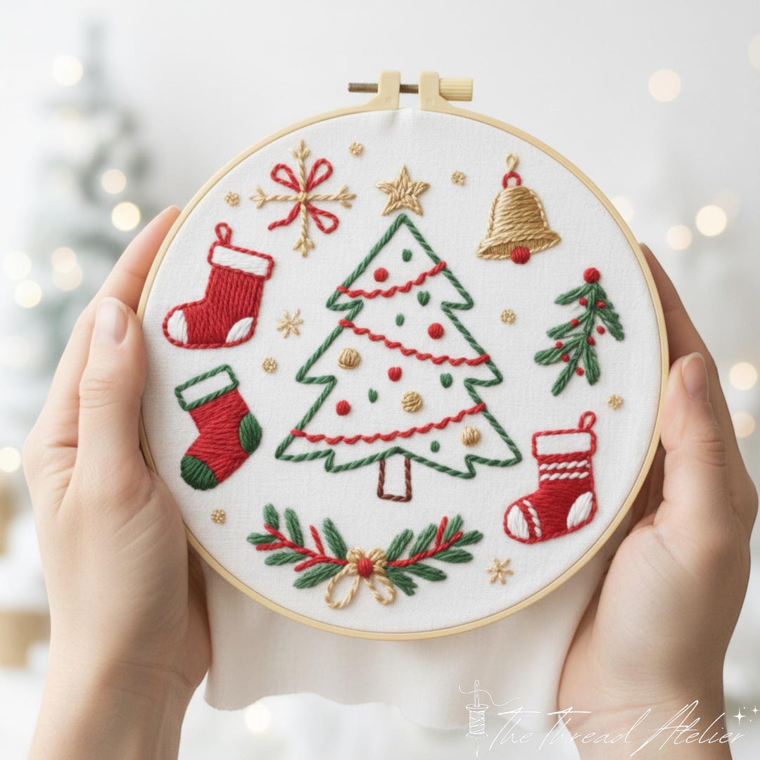 Christmas Tree Embroidery Kit for Beginners: Festive Holiday Hoop Art ...
