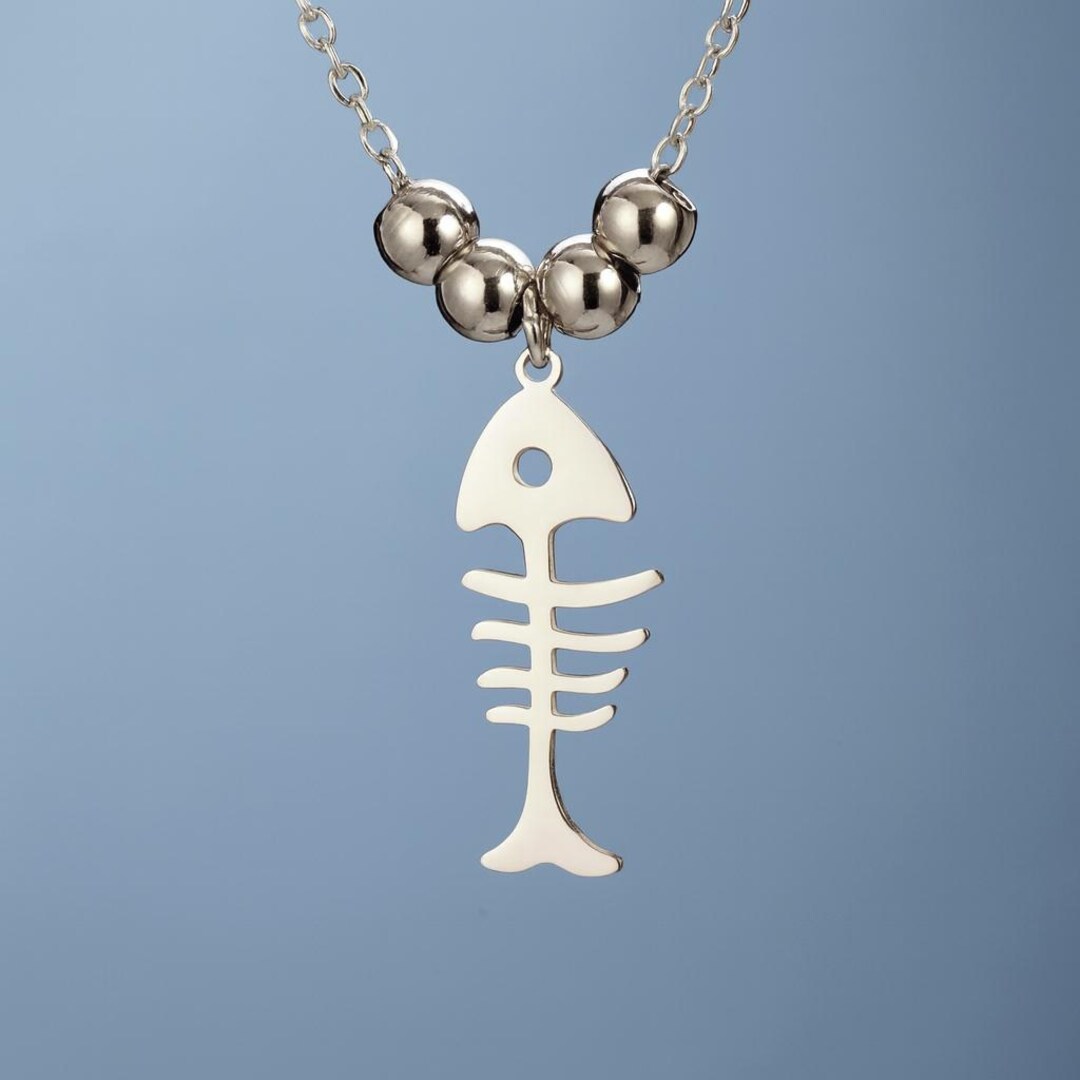 Gold Fish Bone Pendant Necklace – Stainless Steel Animal Jewelry - Etsy