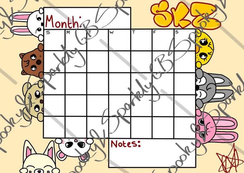 Stray Kids Skzoo Printable Calendar - Etsy
