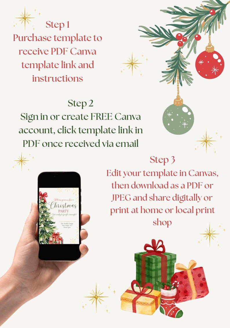 Editable Christmas Party Invitation, Jingle and Mingle, Canva Template ...