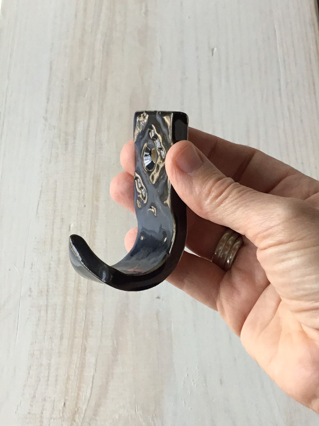 Small Dark Navy Blue Ceramic Hook - Etsy