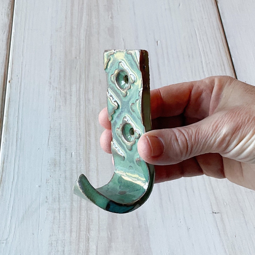 Medium Green Handmade Ceramic Hook - Etsy